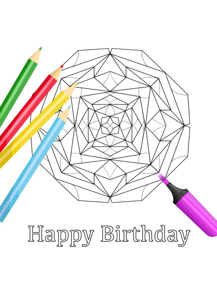 Mandala Happy Birthday Printable Colouring Card V1 – Kolor Majik ...
