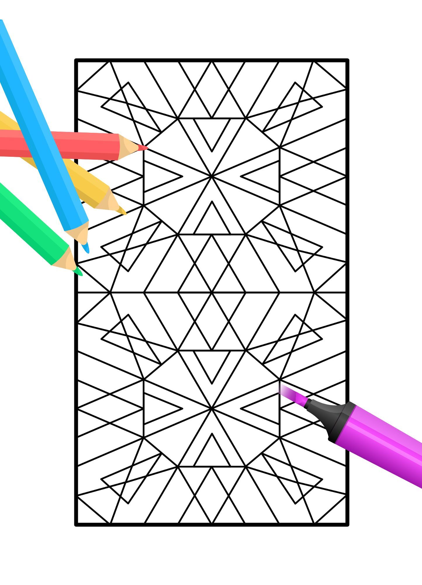 Geometric Pattern Printable Colouring Card V2 – Kolor Majik Colouring Books