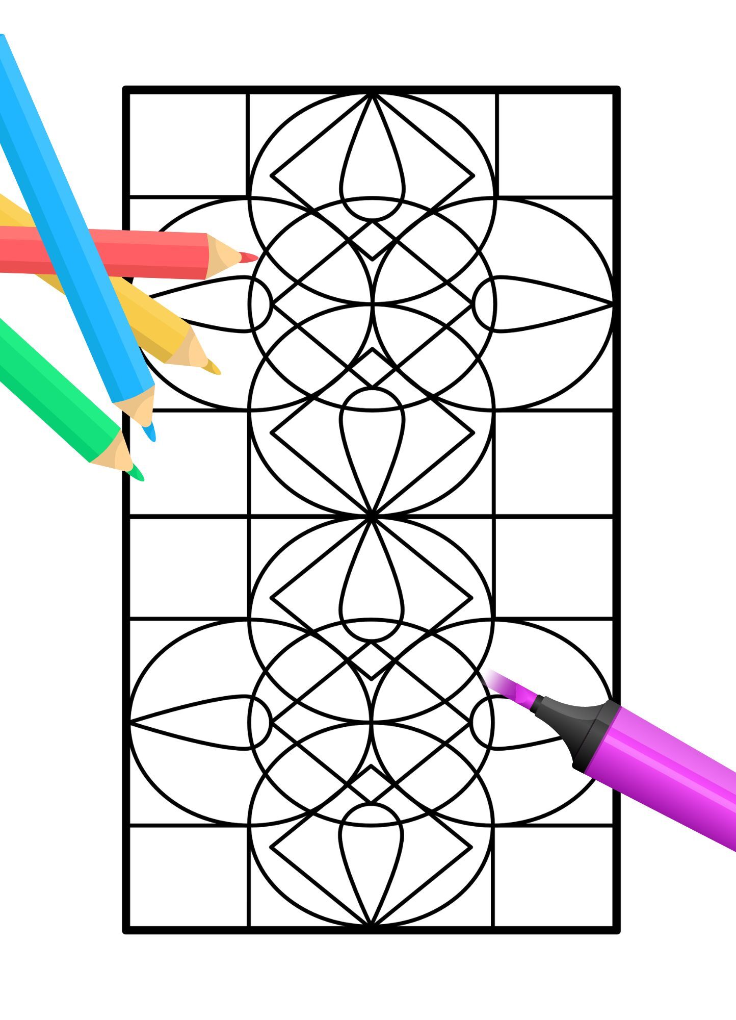Geometric Pattern Printable Colouring Card V3 – Kolor Majik Colouring Books